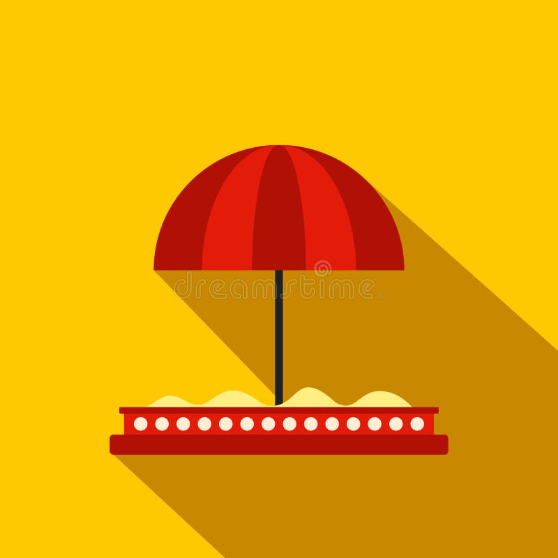 Children Sandbox with Red Umbrella Icon Stock Illustration ...