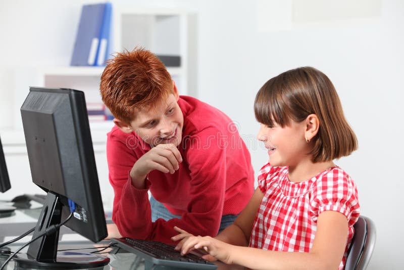 Children at school stock photo. Image of classroom, computing - 16289636