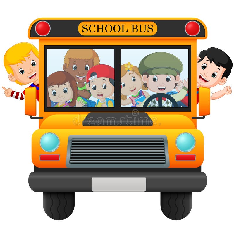 Children of a school bus stock vector. Illustration of drawing - 113244465