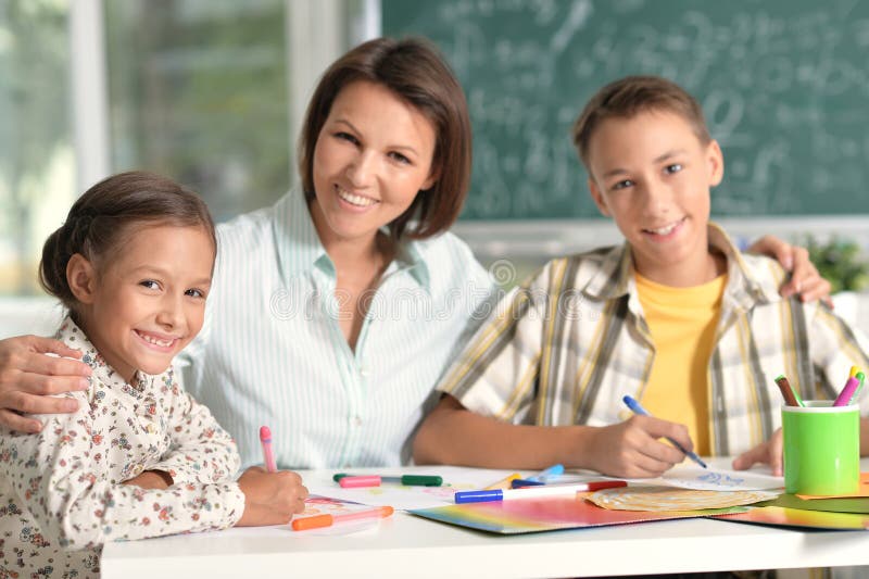Children at School in the Classroom Stock Image - Image of learner ...