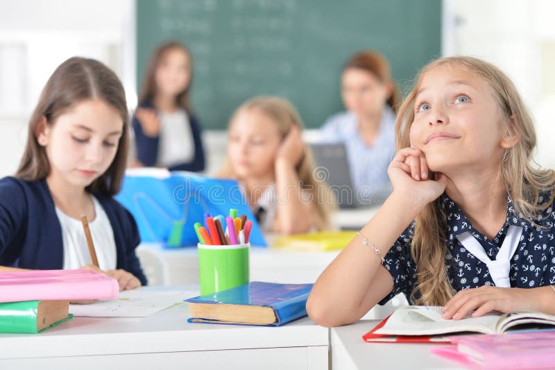Children at School in Lessons Stock Photo - Image of friendly ...