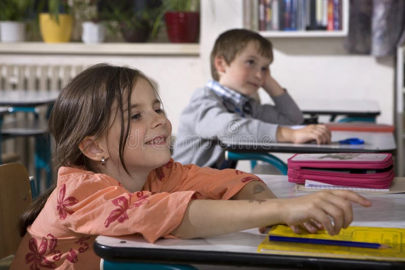 Crying Girl First Day in School Stock Photo - Image of children ...