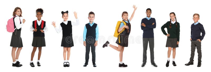 Children in School Uniforms on Background. Banner Design Stock Image ...