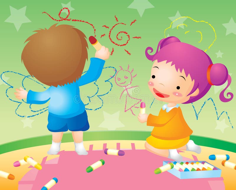 Children scribbling stock vector. Illustration of scribble - 12132720