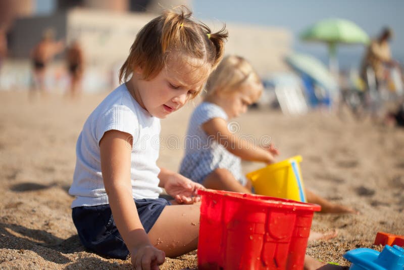 Children at the Seaside Playing Stock Photo - Image of happy, little ...