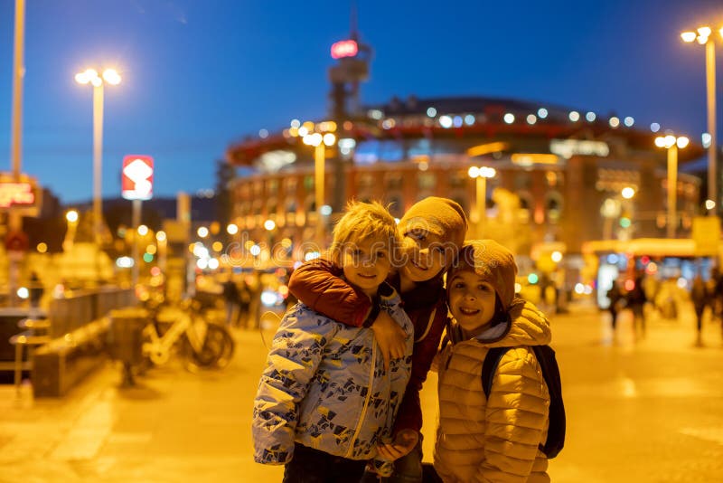 Children, Siblings, Standing in Front of the Bullring Arenas Stock ...