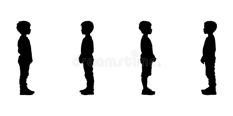 Children in Side View Silhouette Icon Set. Growth and Development ...