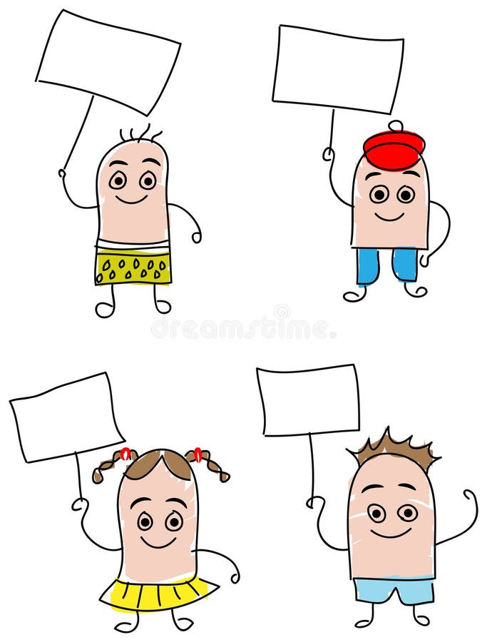 Childlike Drawing Kid Holding Signs Stock Illustrations – 7 Childlike ...