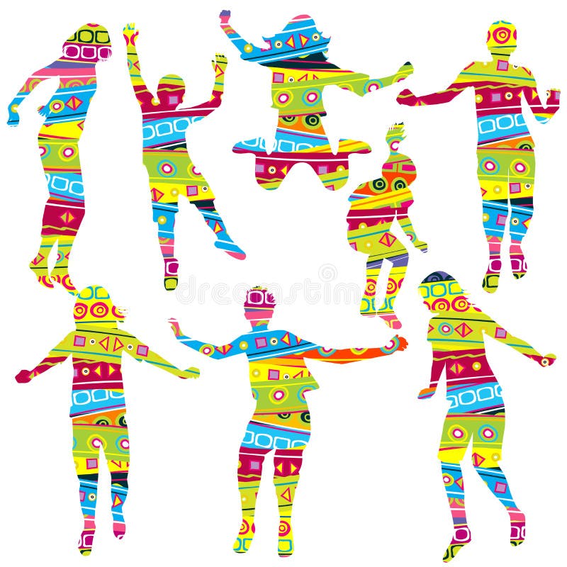 Children Silhouettes in Geometrical Childish Style Pattern Stock Vector ...