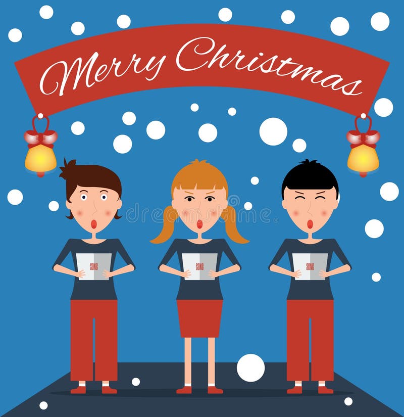 Children Sing Christmas Songs with a Placard Stock Vector ...