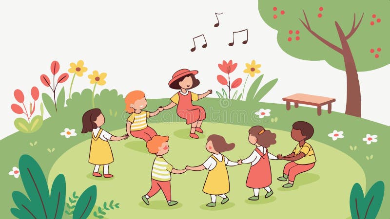Children Singing and Playing Music, Group Activity, Musical Fun Vector ...