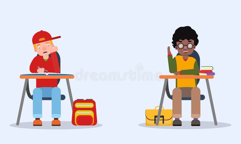 Children Sit in Class at School. Stock Illustration - Illustration of ...