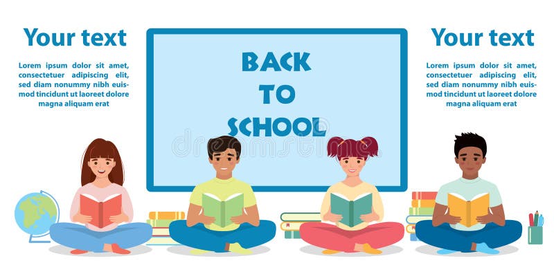 Children Sit and Read Books are Preparing To Back To School Stock ...