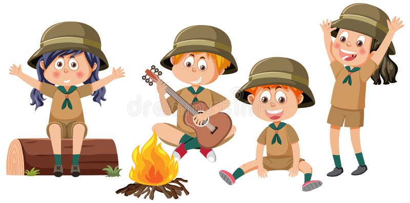 Children Sitting Around Camp Fire Stock Vector - Illustration of ...