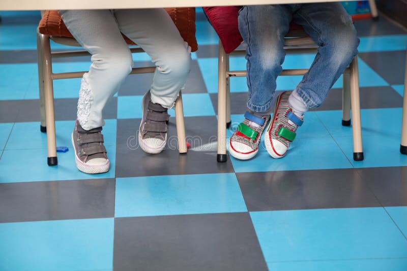 Children Sitting on Chair in Classroom Stock Image - Image of floor ...