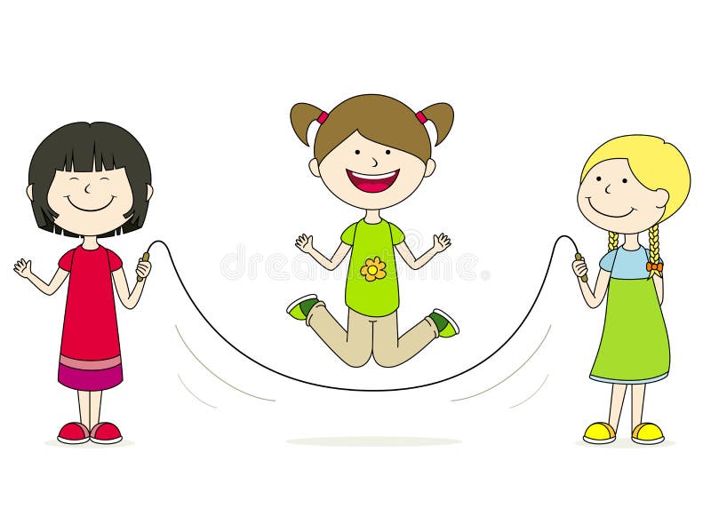 Children in skipping rope stock vector. Illustration of vector - 55254785