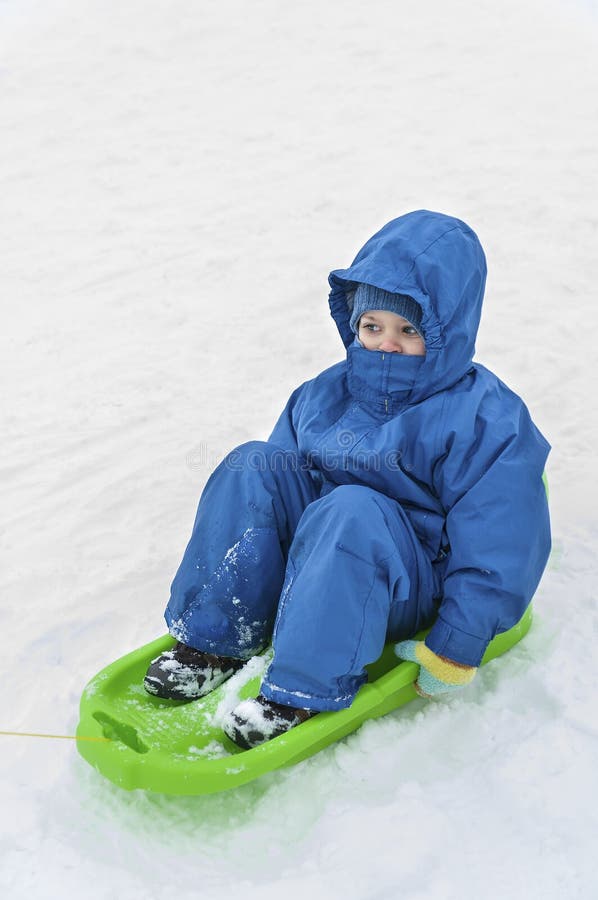 Children on sled in winter stock photo. Image of outdoors - 37503322
