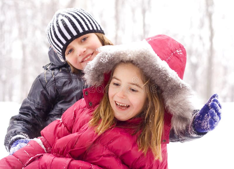 Children in Snow stock photo. Image of carefree, adorable - 1827528