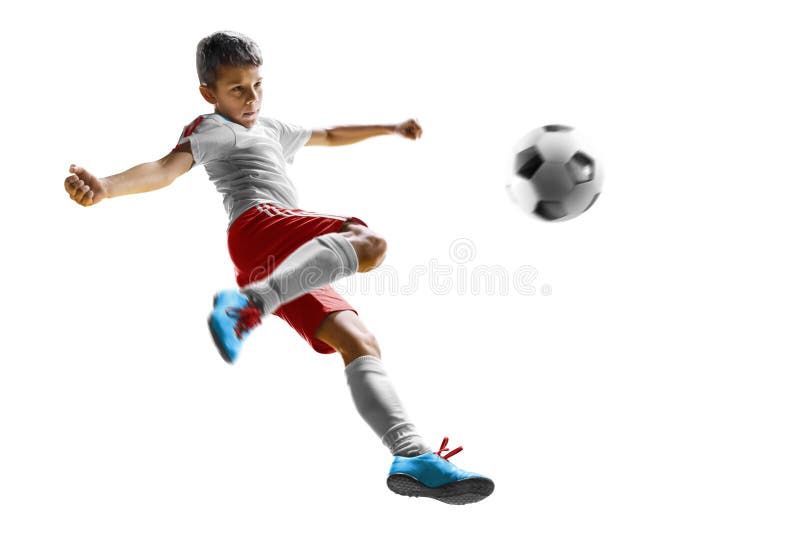 Children with Adult Soccer Players in Action Isolated White Background ...