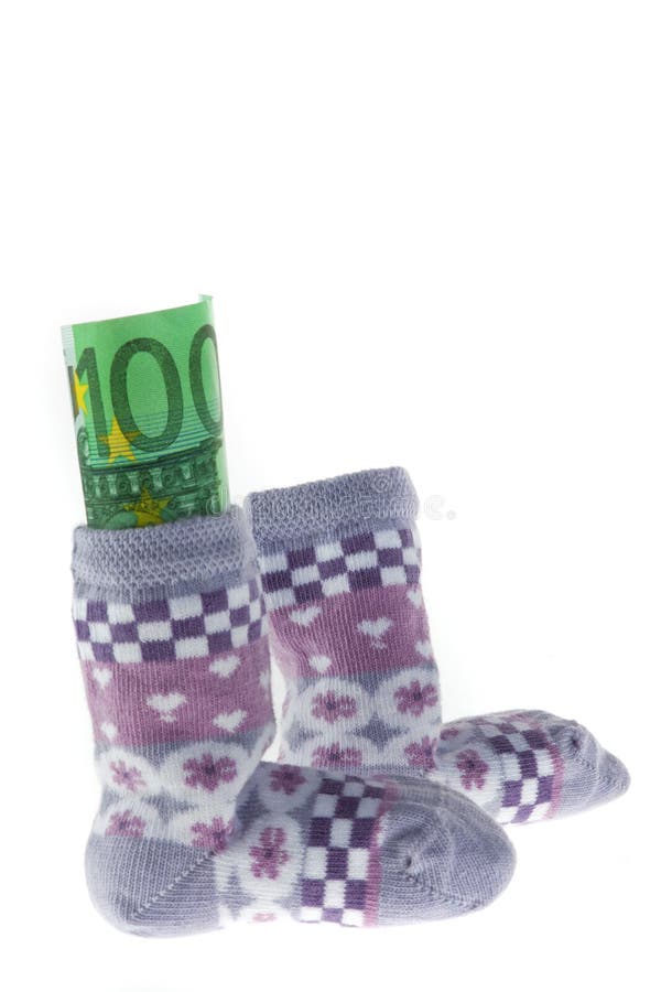 Children Socks and Euro Banknotes Stock Photo - Image of guardian, cash ...