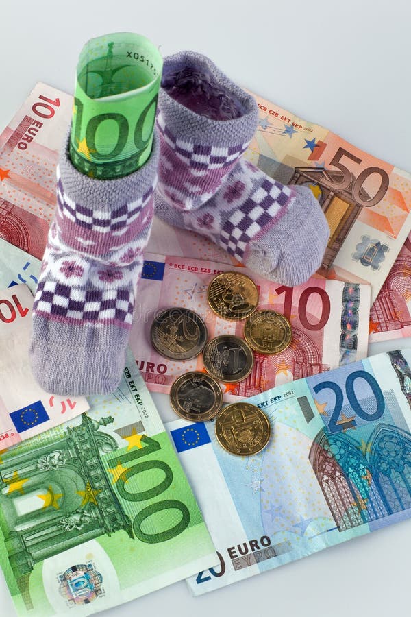 Children Socks and Euro Banknotes Stock Photo - Image of europe, child ...