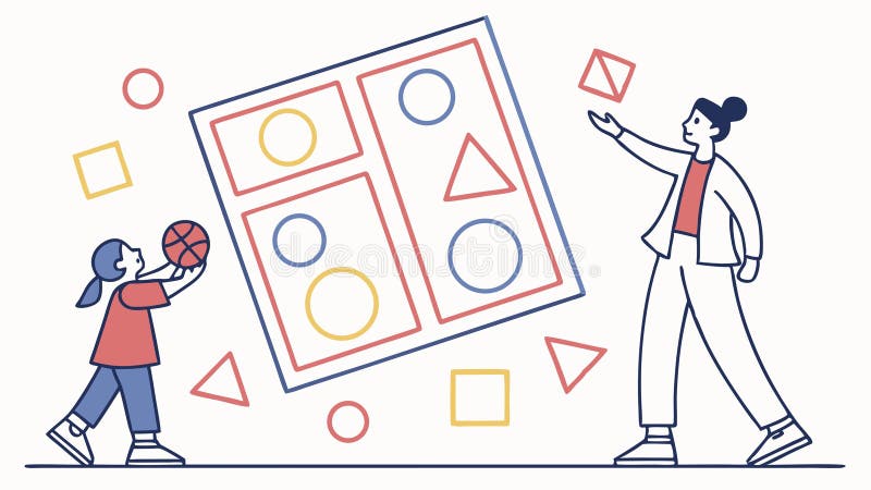 Children Sorting Geometric Shapes, Educational Play Vector Stock Vector ...