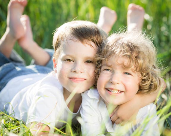 Children in spring stock image. Image of green, family - 29497517