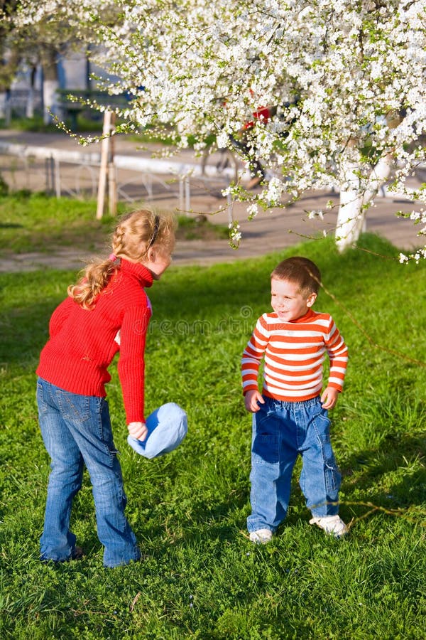 Children in spring park stock image. Image of pastime - 10441385