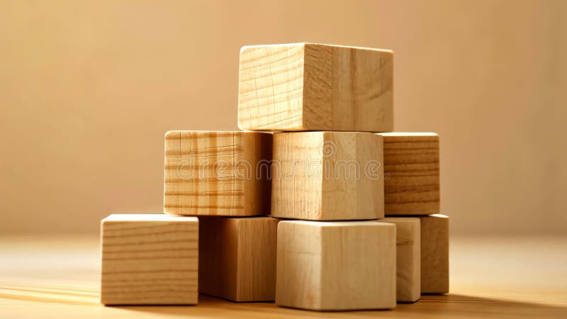 Children Stack Natural Wood Blocks To Create Imaginative Structures ...