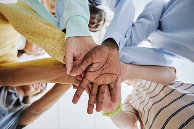 Children Stacking Hands Low Angle Stock Image - Image of diversity ...