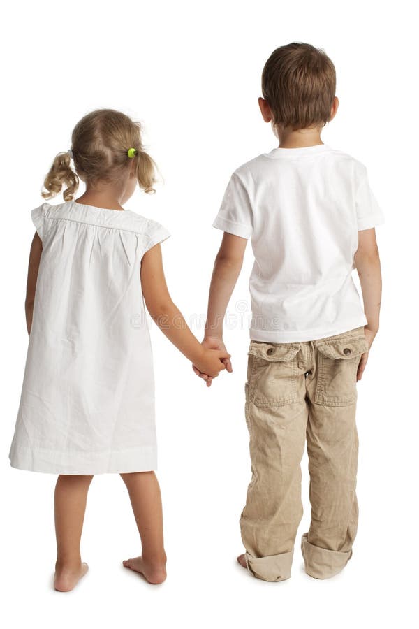 Children standing back stock image. Image of white, background - 16432543