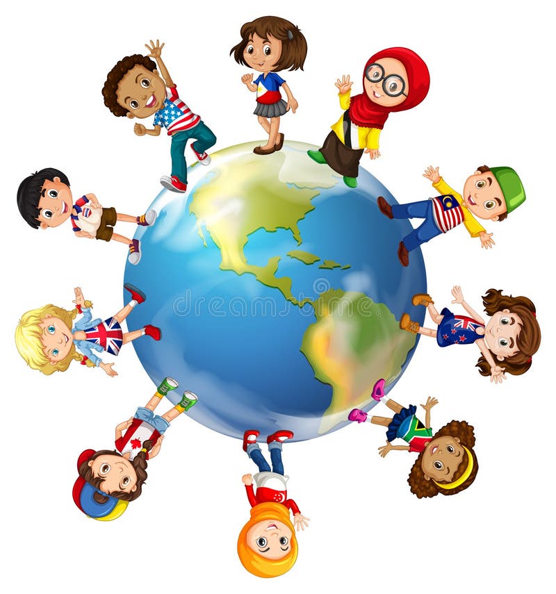 Children and globe stock vector. Illustration of happy - 24746028
