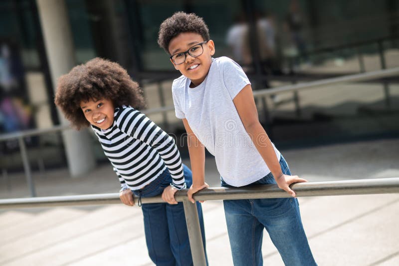 Children Standing Together in the Street Looking at Camera. Stock Image ...