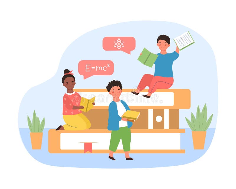 Children study with books stock vector. Illustration of little - 234265068