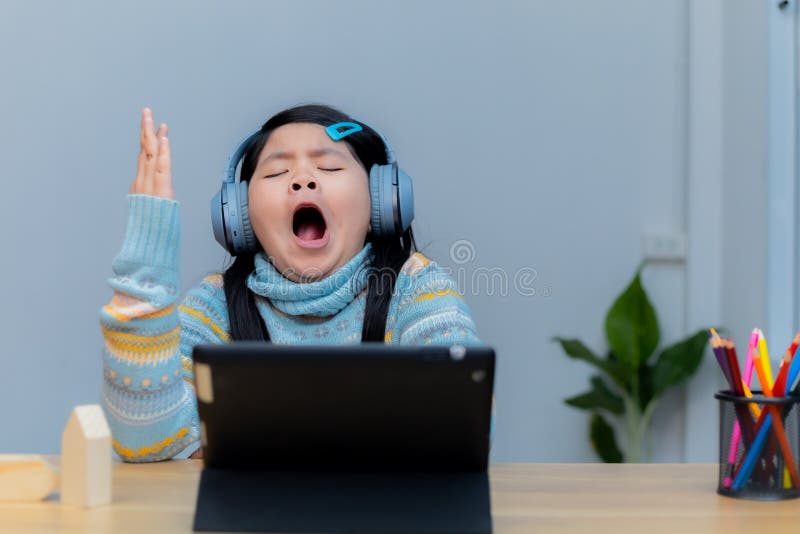 Children Study Online through Tablets at Home Stock Image - Image of ...
