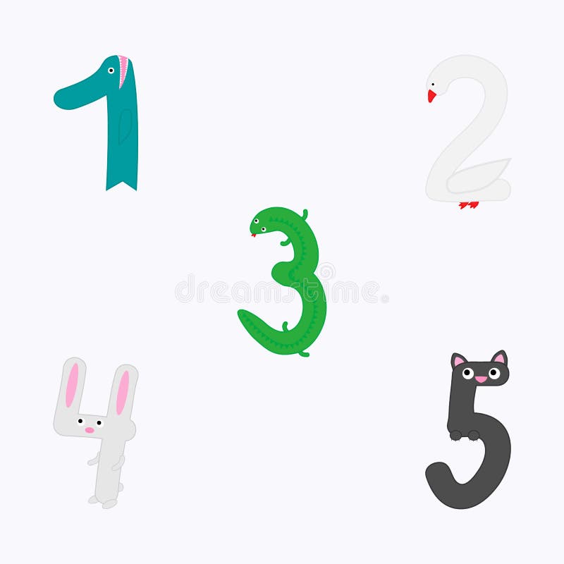 Vector Illustration with Numbers Drawn in the Shape of Cute and Fun ...