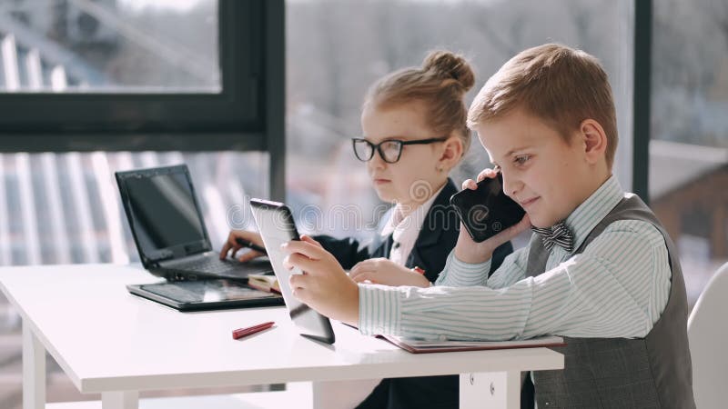 Children are Studying Online Using Tech Tools during Quarantine Stock ...