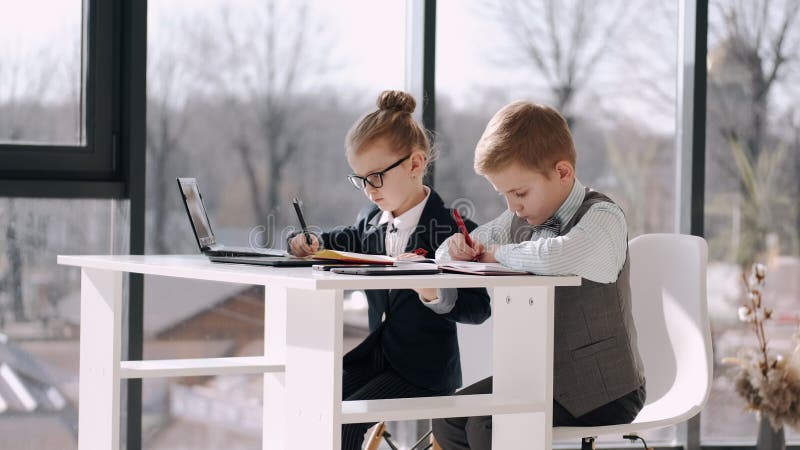 Children are Studying Online Using Tech Tools during Quarantine Stock ...