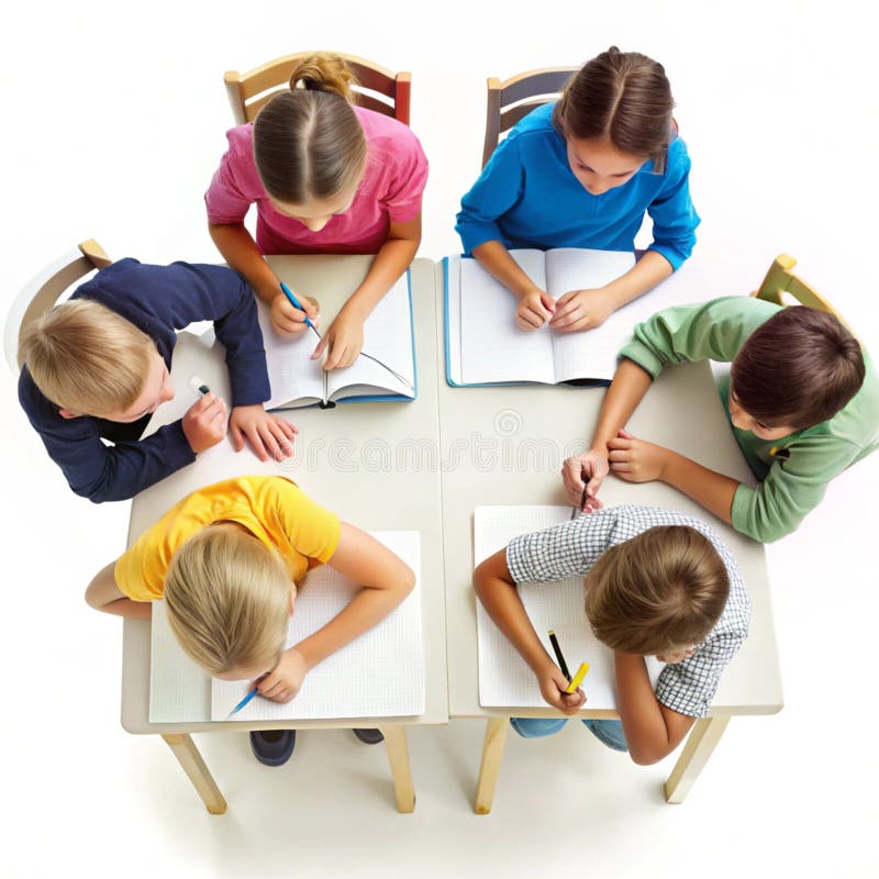 Children Studying Table Engaged Focused Learning Stock Photos - Free ...