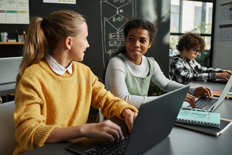 Children Studying it Technology at Class Stock Image - Image of ...