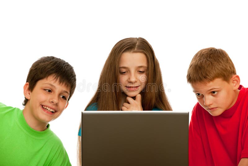 Children with laptop stock photo. Image of studio, pleasure - 29731096