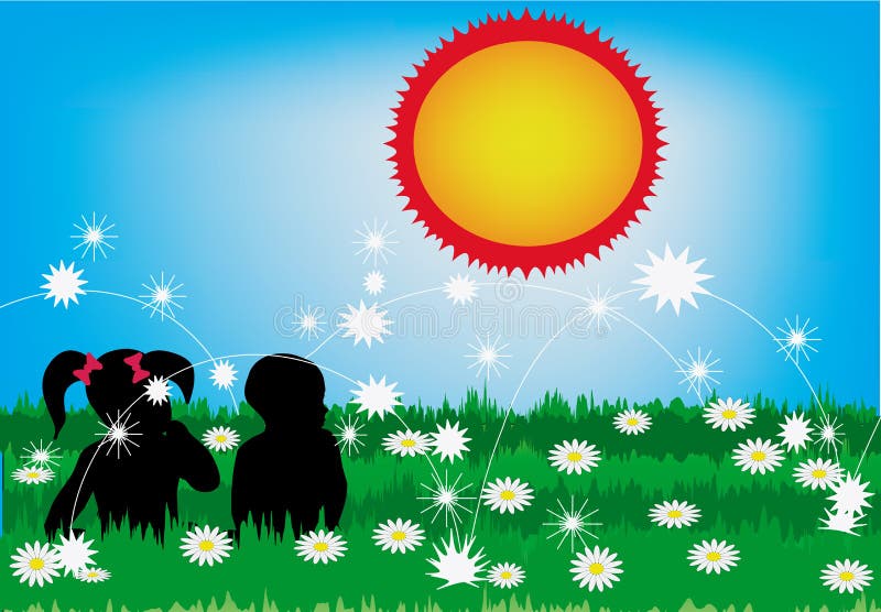 Children and sun stock vector. Illustration of nature - 9950784