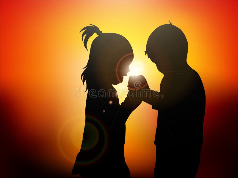 Children at sunset stock vector. Illustration of person - 47468621