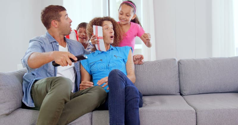 Daughter Surprising Her Mother with Gift Stock Footage - Video of homey ...