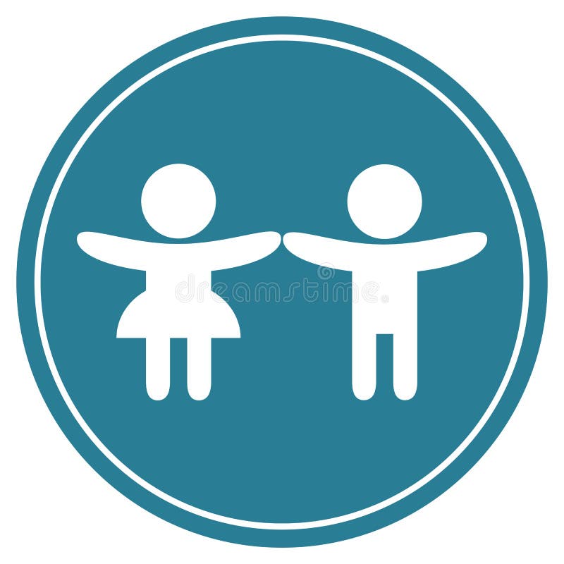 Children Symbol on Blue Button with White Frame Stock Illustration ...