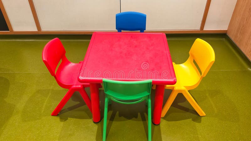 A Children Table and Chair for Crafting or Group Activity Stock Image ...