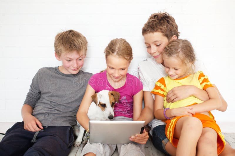 Children with tablet stock photo. Image of boys, computer - 175928912