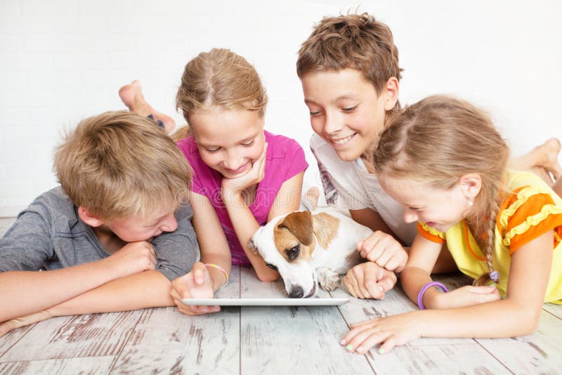 Children with tablet stock image. Image of portable - 175928993