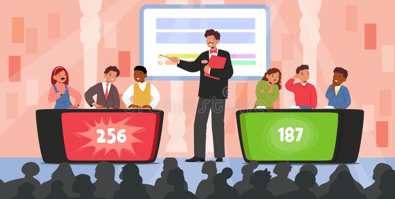 Children Taking Part in Quiz Game Show Answering Question and Solving ...