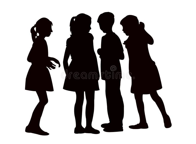 Children Talking Body Silhouette Vector Stock Vector - Illustration of ...